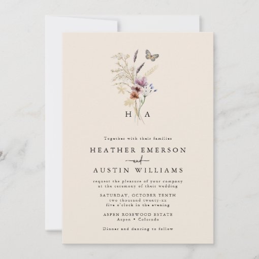 Simple Boho Wedding Invitation | Zazzle