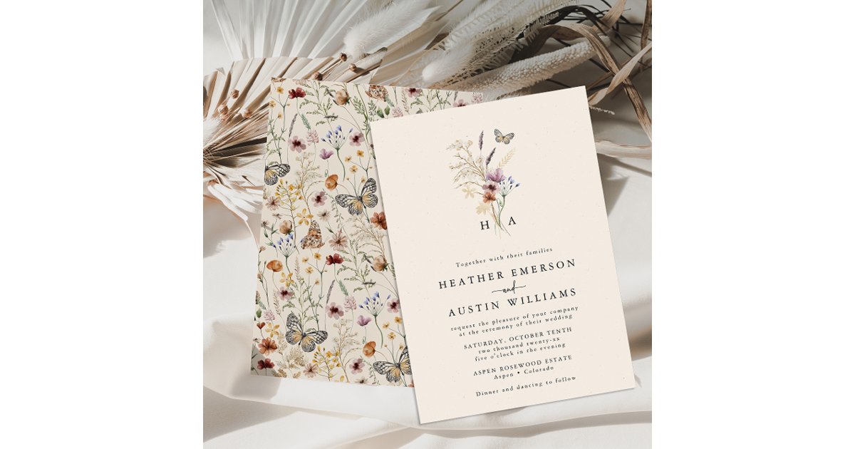 Simple Boho Wedding Invitation | Zazzle