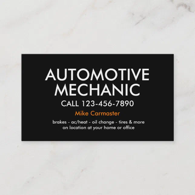 Simple Bold Auto Mechanic Business Card | Zazzle