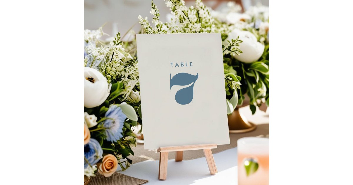 Simple Bold Blue Typography Table Number Card | Zazzle
