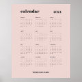 SImple Bold | Dusty Pink and Black 2024 Calendar Poster | Zazzle
