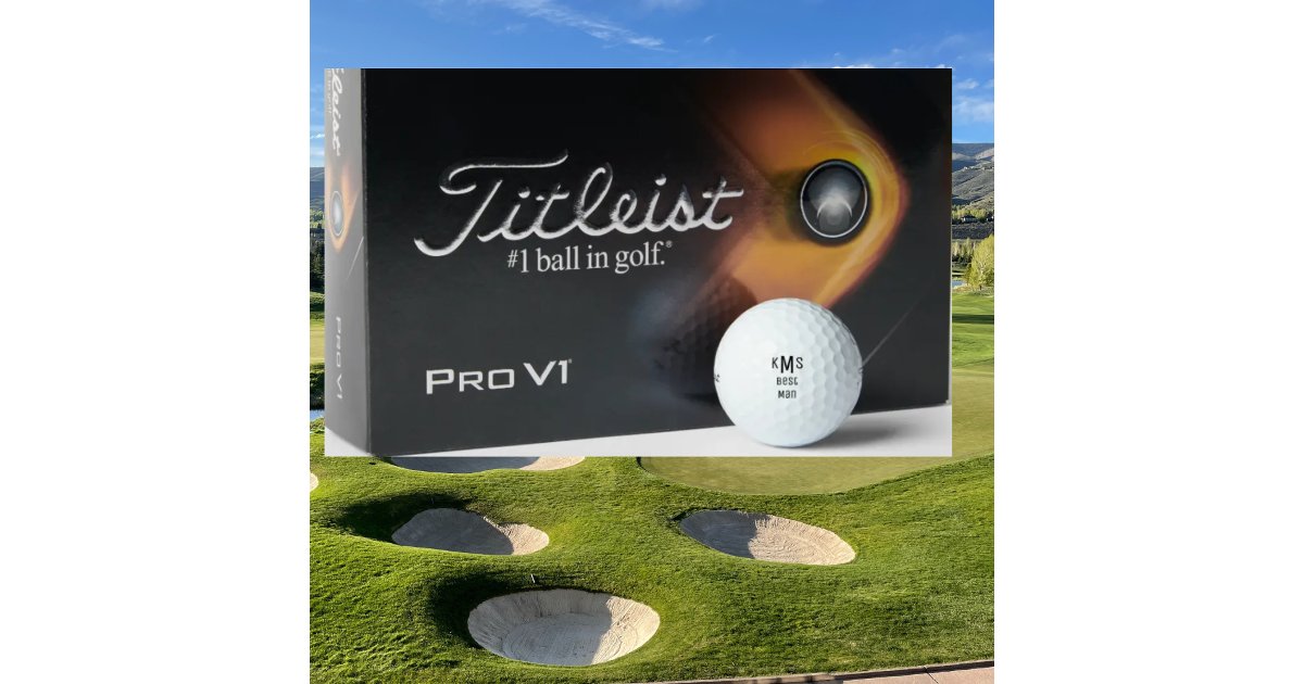 Simple Bold Font Best Man Monogram Titleist Pro V1 Golf Balls | Zazzle