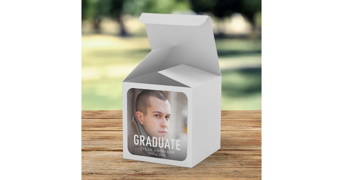 Simple Bold Graduation Photo Graduate Square Sticker | Zazzle