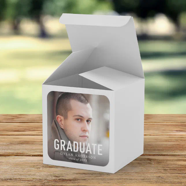 Simple Bold Graduation Photo Graduate Square Sticker | Zazzle