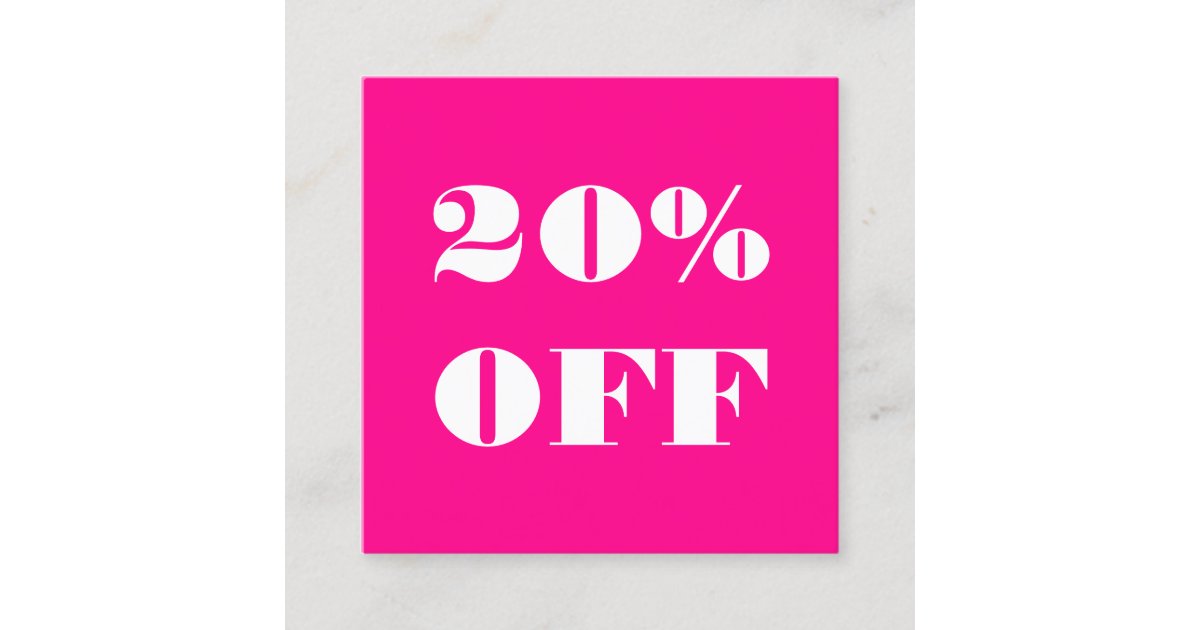Simple bold pink minimalist modern discount card | Zazzle