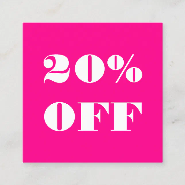 Simple bold pink minimalist modern discount card | Zazzle