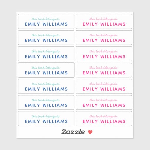 Simple Book Nameplate Name Sticker | Zazzle