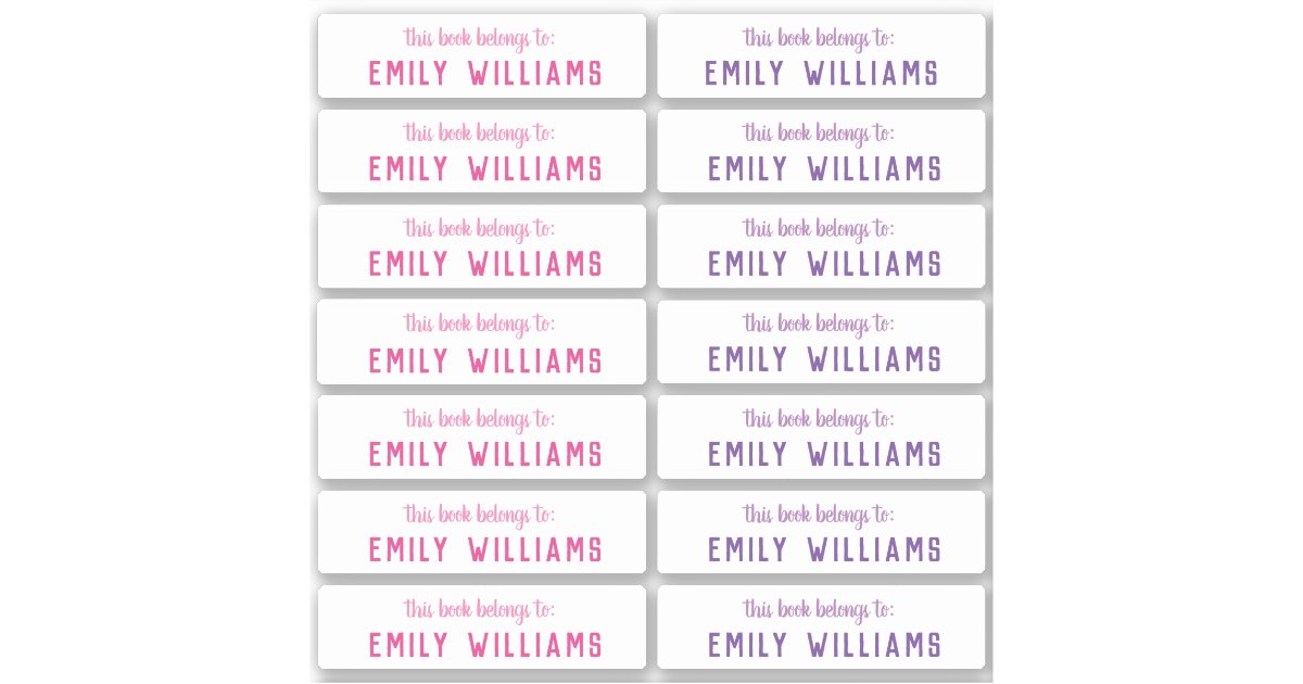 Simple Book Nameplate Name Sticker | Zazzle