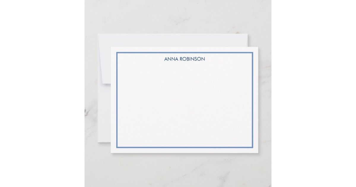 Simple Border in Blue Flat Note Card | Zazzle