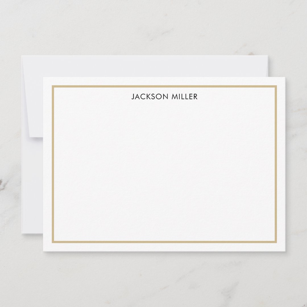 Simple Border Vintage Gold Note Card | Zazzle