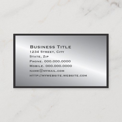 Simple Bordered Silver Corporate Business Card | Zazzle