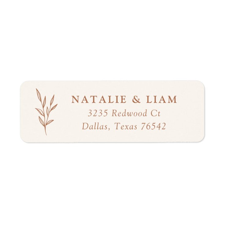 Simple Botanical Burnt Orange Wedding Invitation L Label | Zazzle