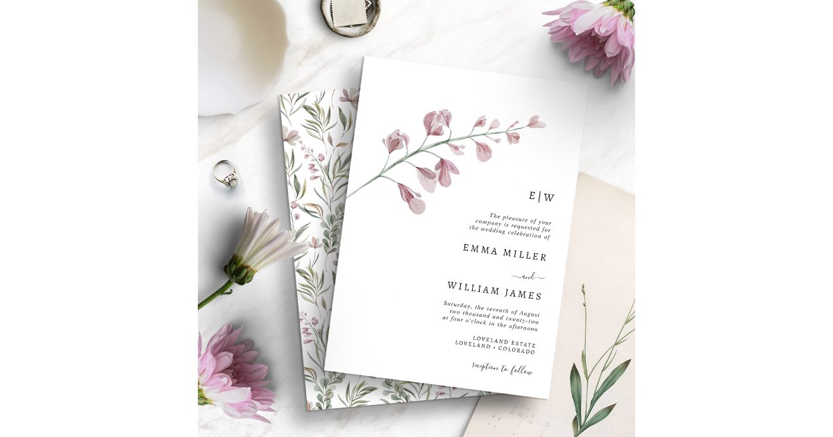 Simple Botanical Elegant Wedding Invitation | Zazzle