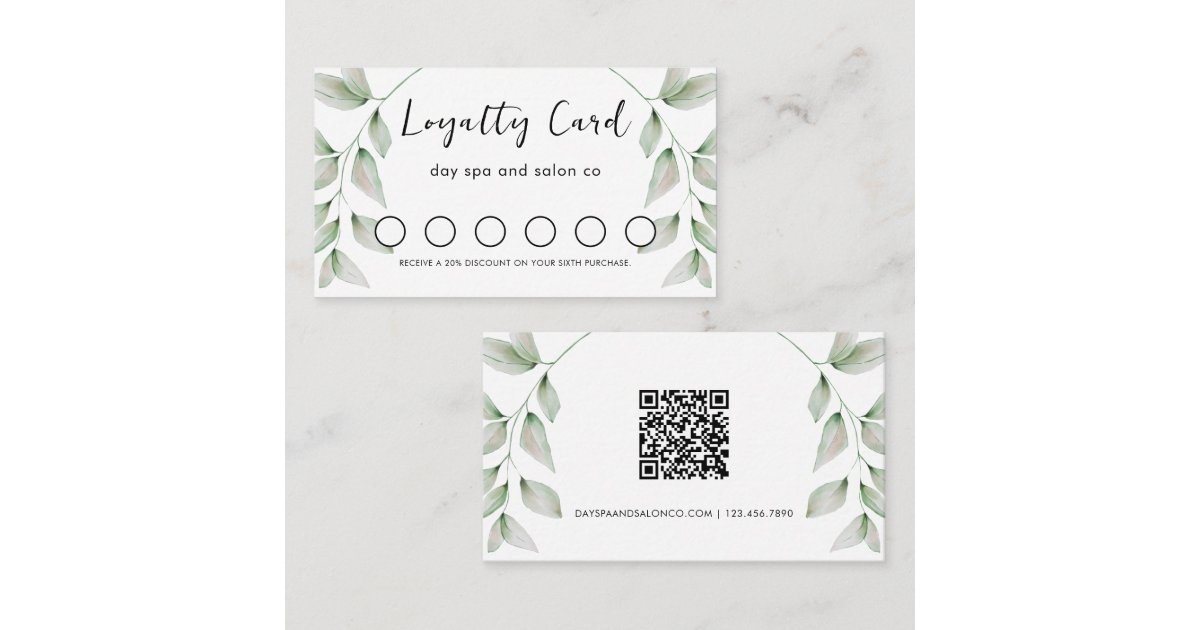 Simple Botanical QR Code Loyalty Card | Zazzle