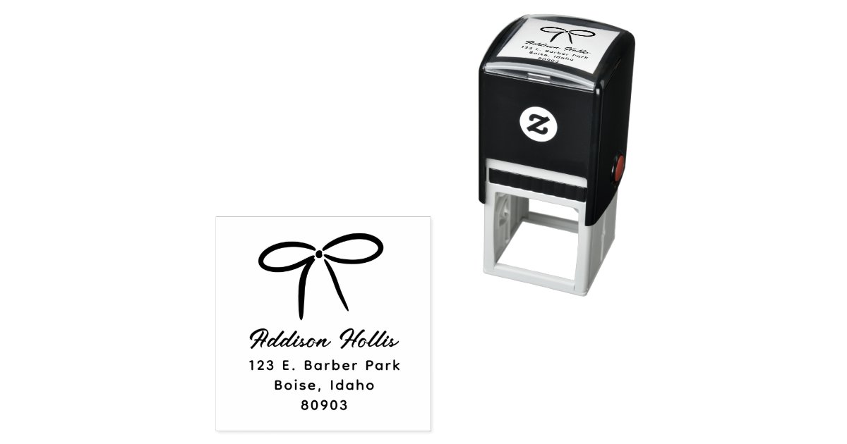 Simple Bow Return Address Self-inking Stamp | Zazzle