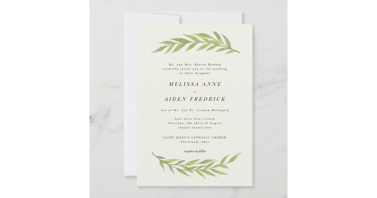 Simple Branch Formal Wording Wedding Invitation | Zazzle