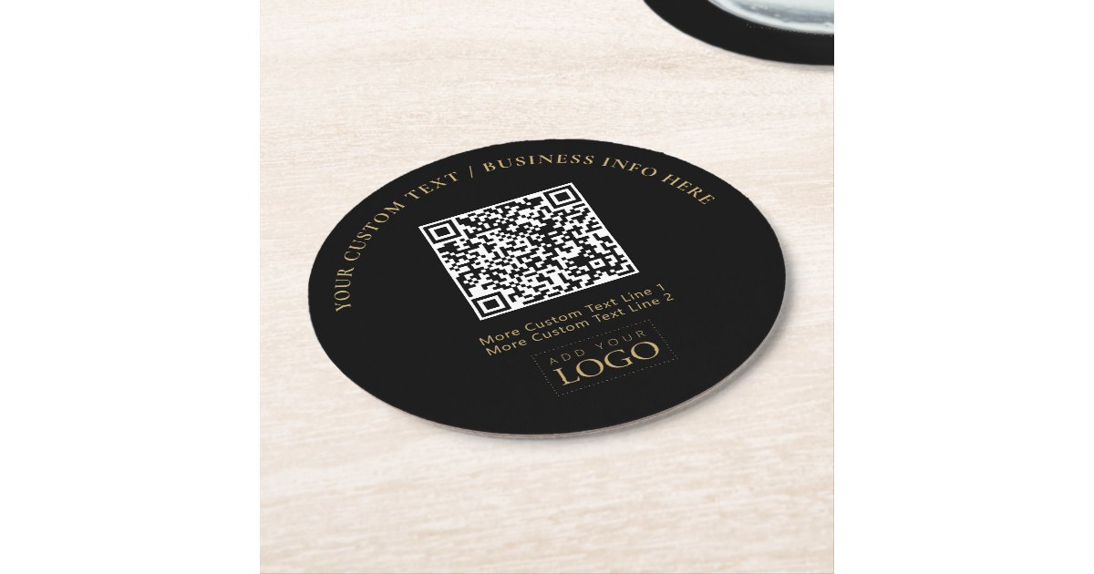 Simple Branded Business Logo QR Code Promotional Round Paper Coaster ...