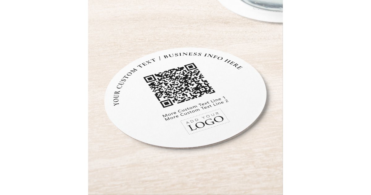 Simple Branded Business Logo QR Code Promotional Round Paper Coaster ...