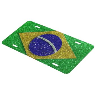 Simple Brazilian Flag Brazil Glitter Bold Sparkle License Plate | Zazzle