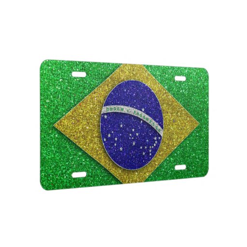 Simple Brazilian Flag Brazil Glitter Bold Sparkle License Plate | Zazzle