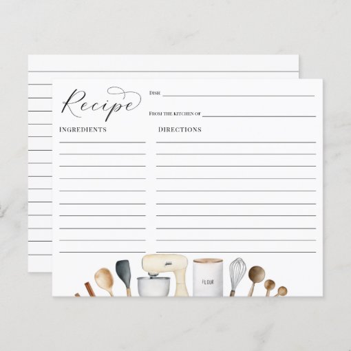 Simple Bridal Shower Recipe card | Zazzle