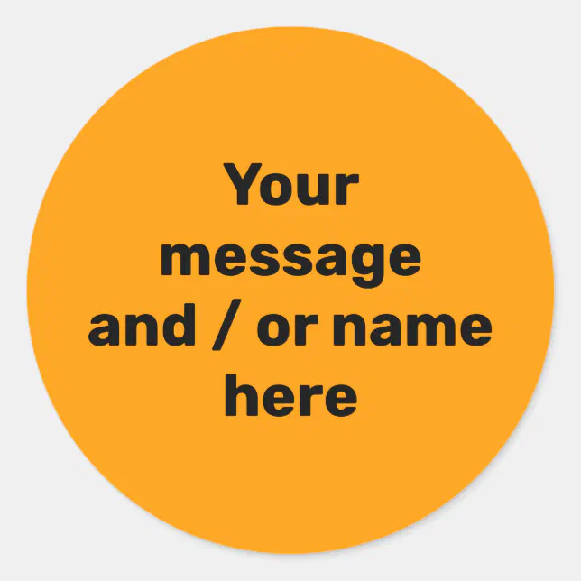 Simple Bright Bold Orange Modern Vibrant Classic Round Sticker | Zazzle