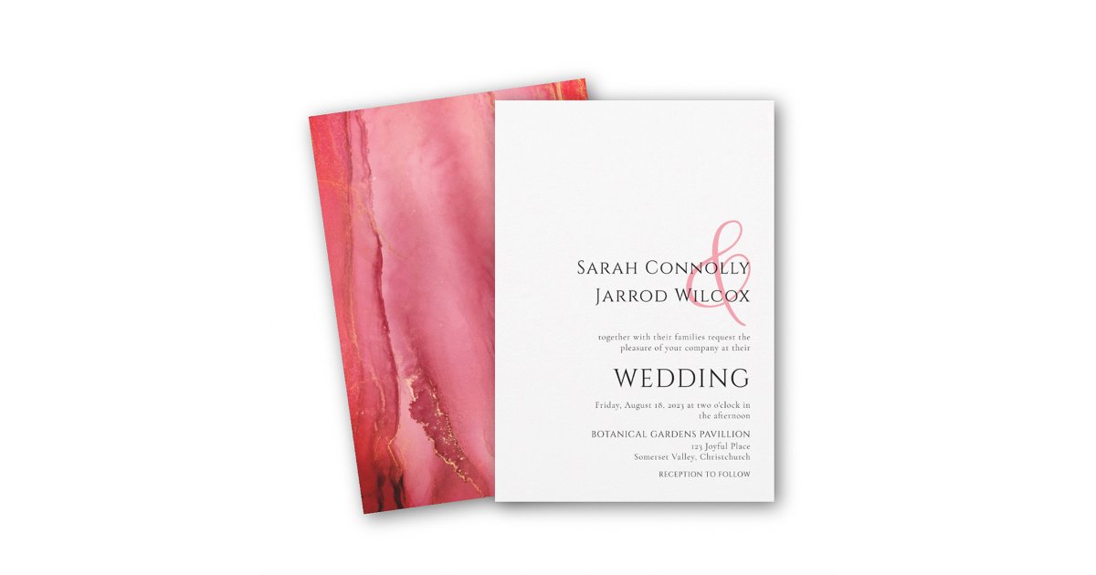 Simple Bright Pink Wedding Invitation | Zazzle