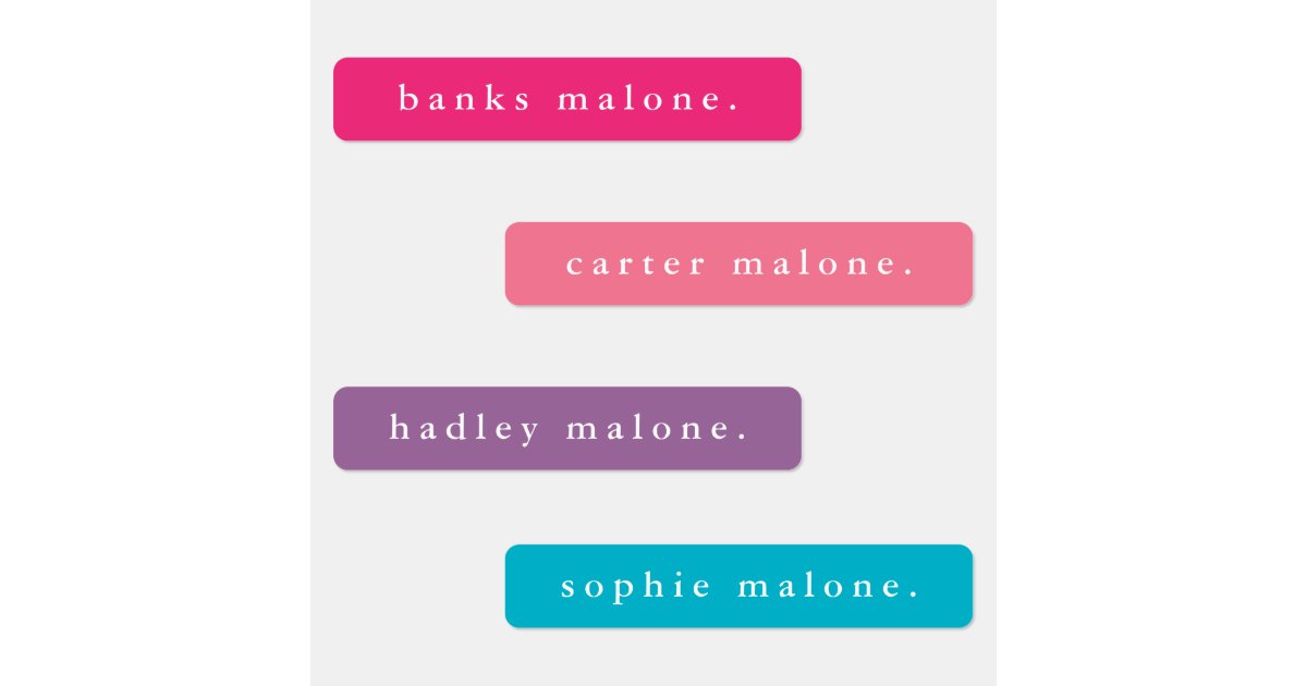 Simple Bright Rainbow Waterproof Name Labels | Zazzle