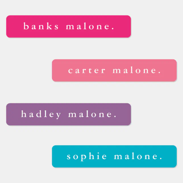 Simple Bright Rainbow Waterproof Name Labels | Zazzle