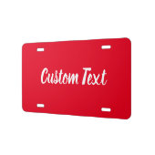 Simple Bright Red and White Script Text Template License Plate | Zazzle