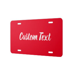Simple Bright Red and White Script Text Template License Plate | Zazzle