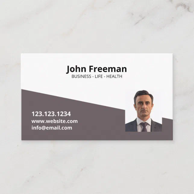 Simple Brown and White Photo Template Insurance Business Card | Zazzle