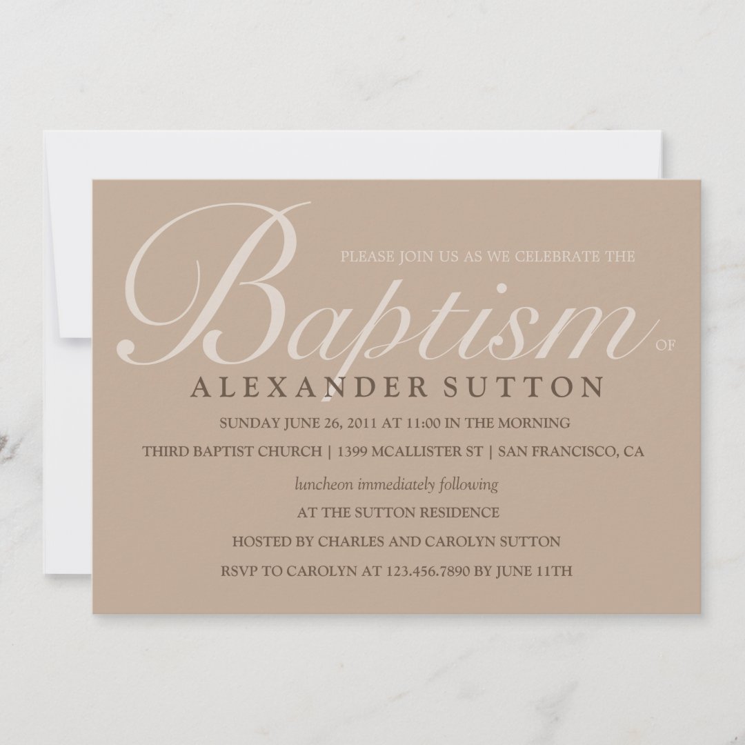 Simple Brown Baptism/Christening Invite | Zazzle