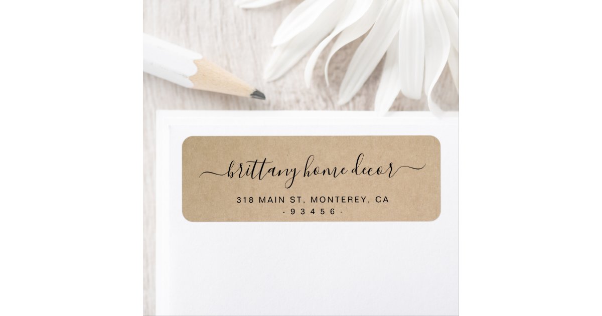 Simple Brown Elegant Rustic Return Address Label | Zazzle