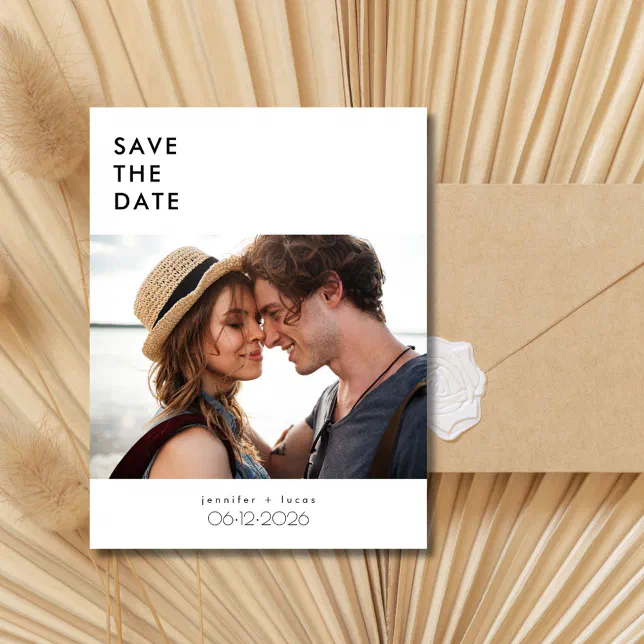 Simple Budget Photo Wedding Save the Date Announcement Postcard | Zazzle