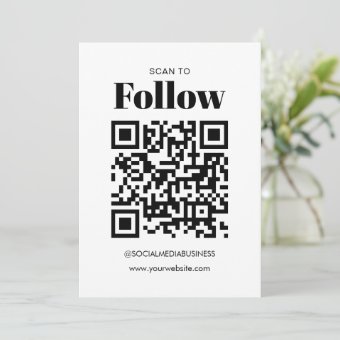 Simple Budget Scan to Follow QR Code Social Media Announcement | Zazzle