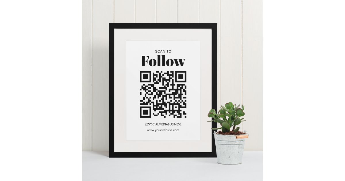 Simple Budget Scan to Follow QR Code Social Media Announcement | Zazzle