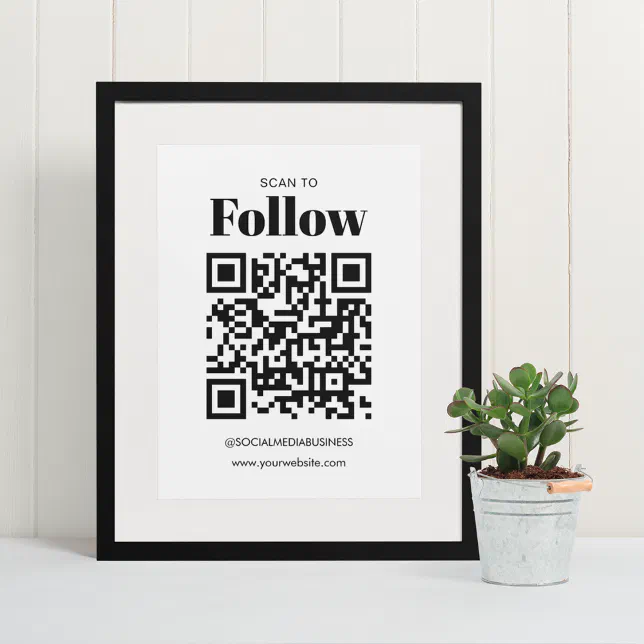 Simple Budget Scan to Follow QR Code Social Media Announcement | Zazzle