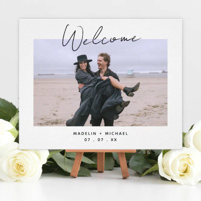 Simple Budget Wedding Reception Photo Welcome Sign | Zazzle
