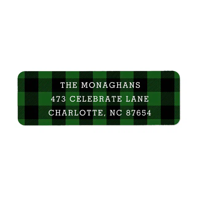 Simple Buffalo Plaid | Green | Label | Zazzle