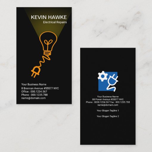 Simple Bulb Flash Light Beam Electrical Business Card | Zazzle