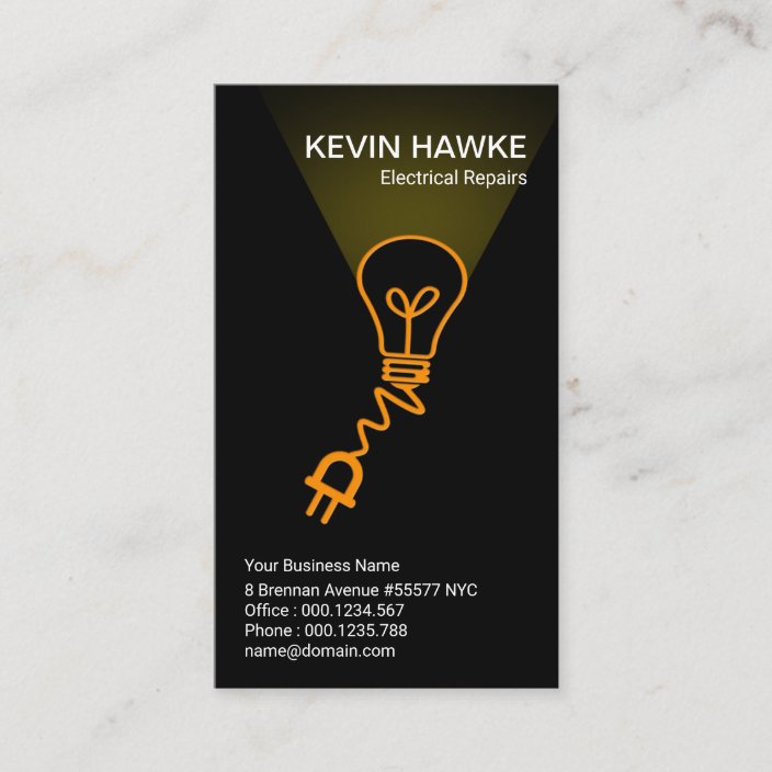 Simple Bulb Flash Light Beam Electrical Business Card | Zazzle.com