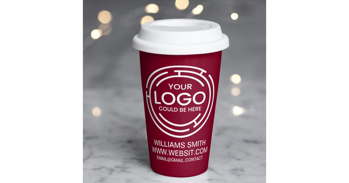Simple Burgundy Red Corporate Event Logo Business Paper Cups | Zazzle