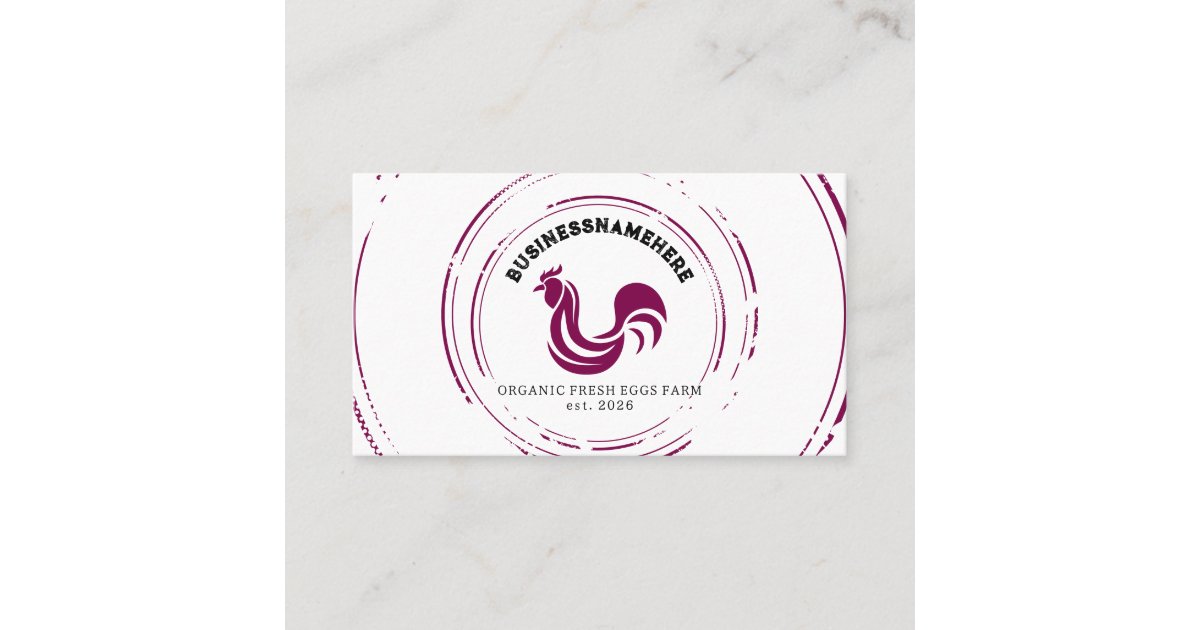 Simple Burgundy White Chicken QR Code Business Card | Zazzle