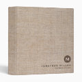 Simple Burlap Monogram 3 Ring Binder | Zazzle