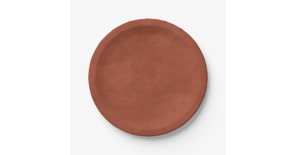 Simple Burnt Orange Color Editable Watercolor Paper Plates | Zazzle