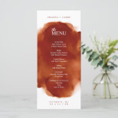 Simple Burnt Orange Watercolor Menu Card | Zazzle