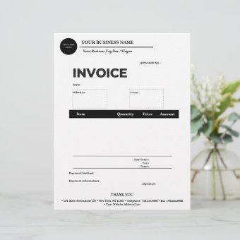 Simple Business Custom Logo Invoice Letterhead | Zazzle