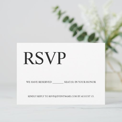 Simple Business event Logo Reserved seats RSVP Card | Zazzle