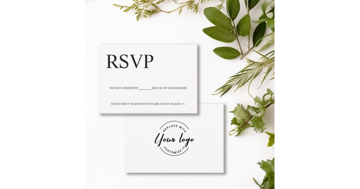 Simple Business event Logo Reserved seats RSVP Card | Zazzle